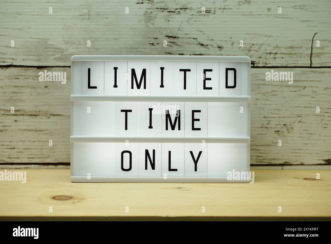 Top view Limited Time Only word on light box Flat lay with space copy ...