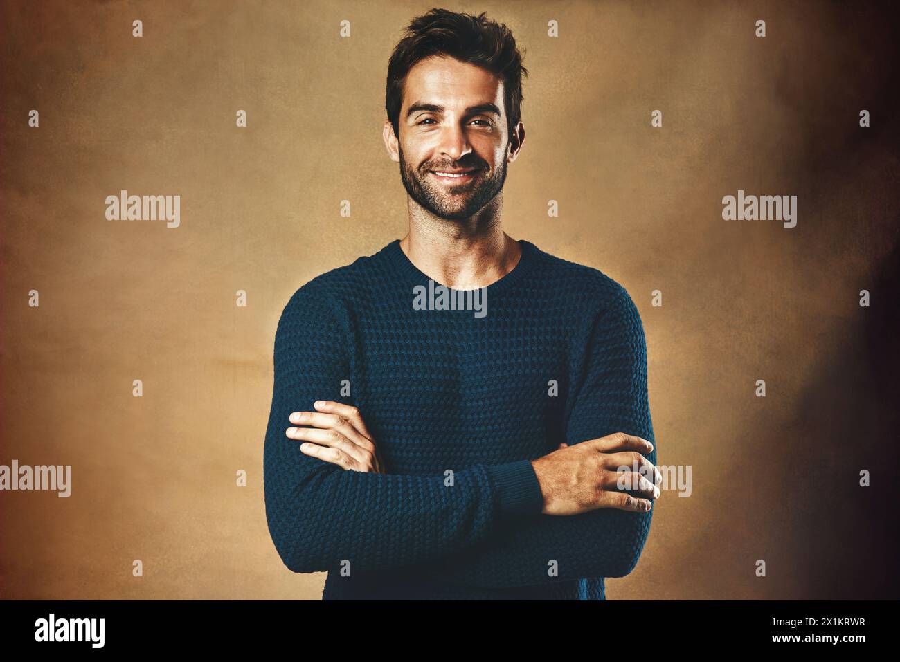 Portrait, man and fashion in studio for confidence for modeling ...