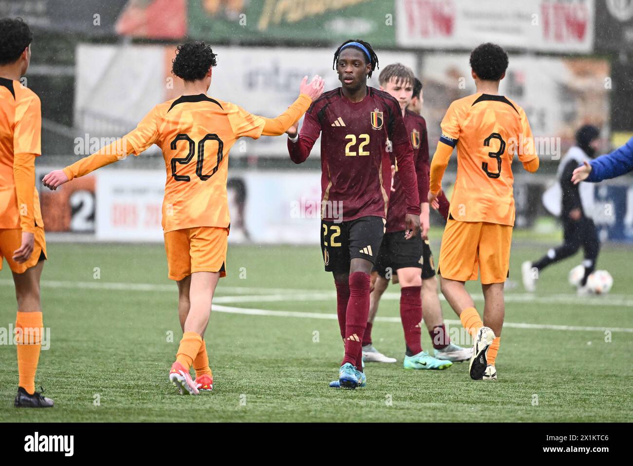 Bilzen, Belgium. 17th Apr, 2024. David Opoku of Belgium pictured after ...