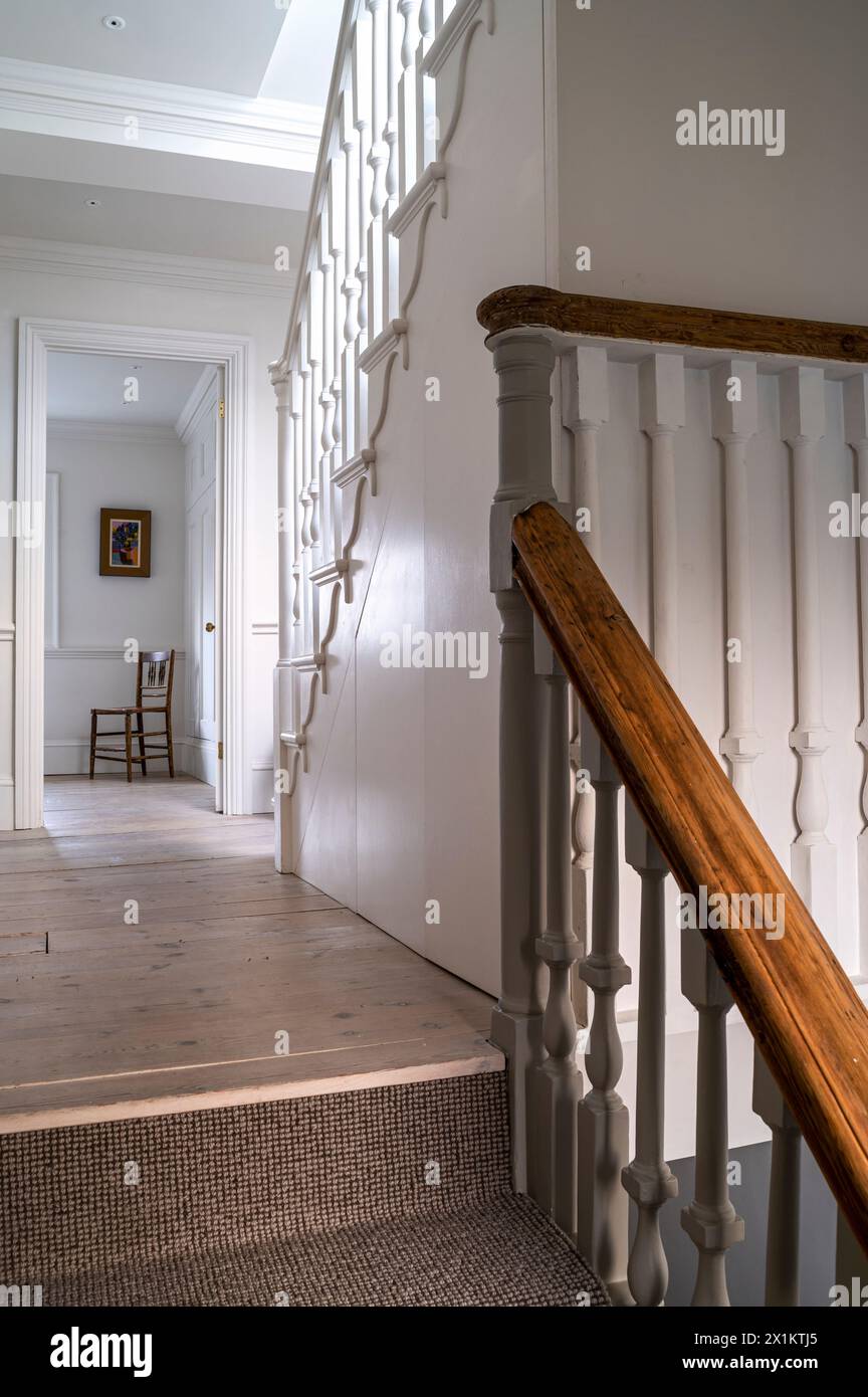 Wooden banister and landing hallway in stylish Georgian Greenwich ...