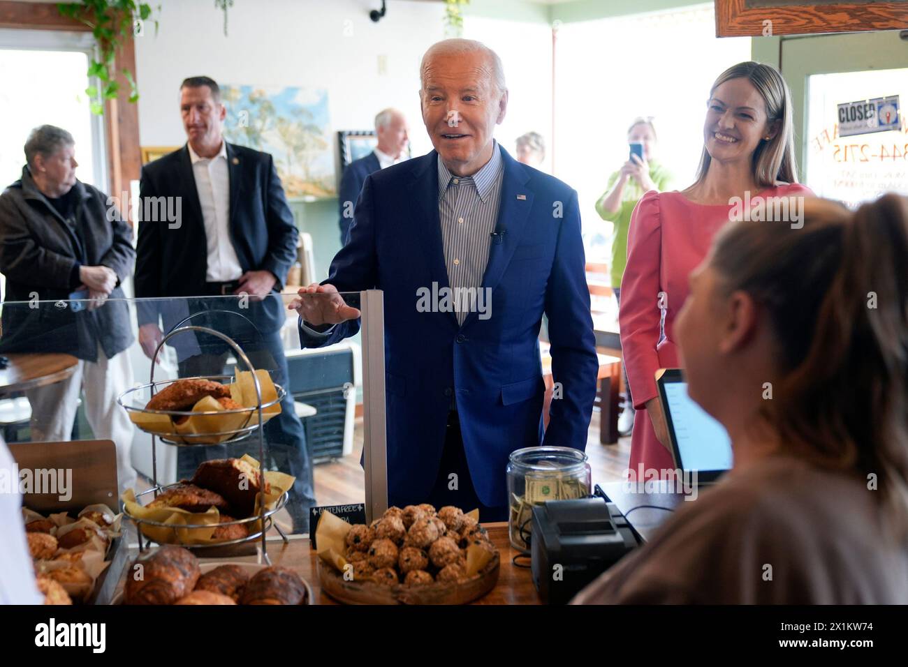 President Joe Biden arrives at Zummo's Cafe, Wednesday morning, April ...