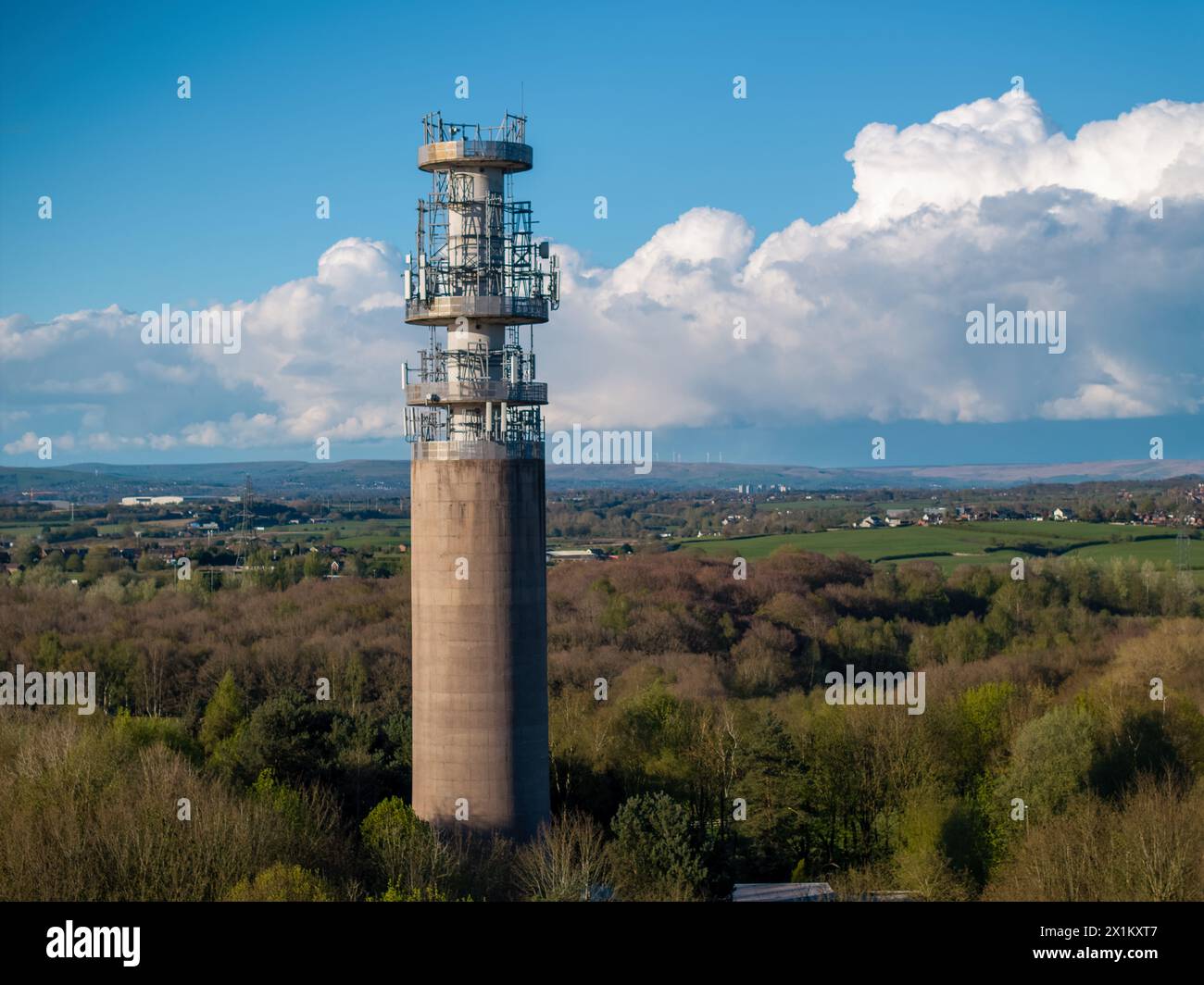 Aerial image of BT Communication tower in Heaton Park, Greater ...