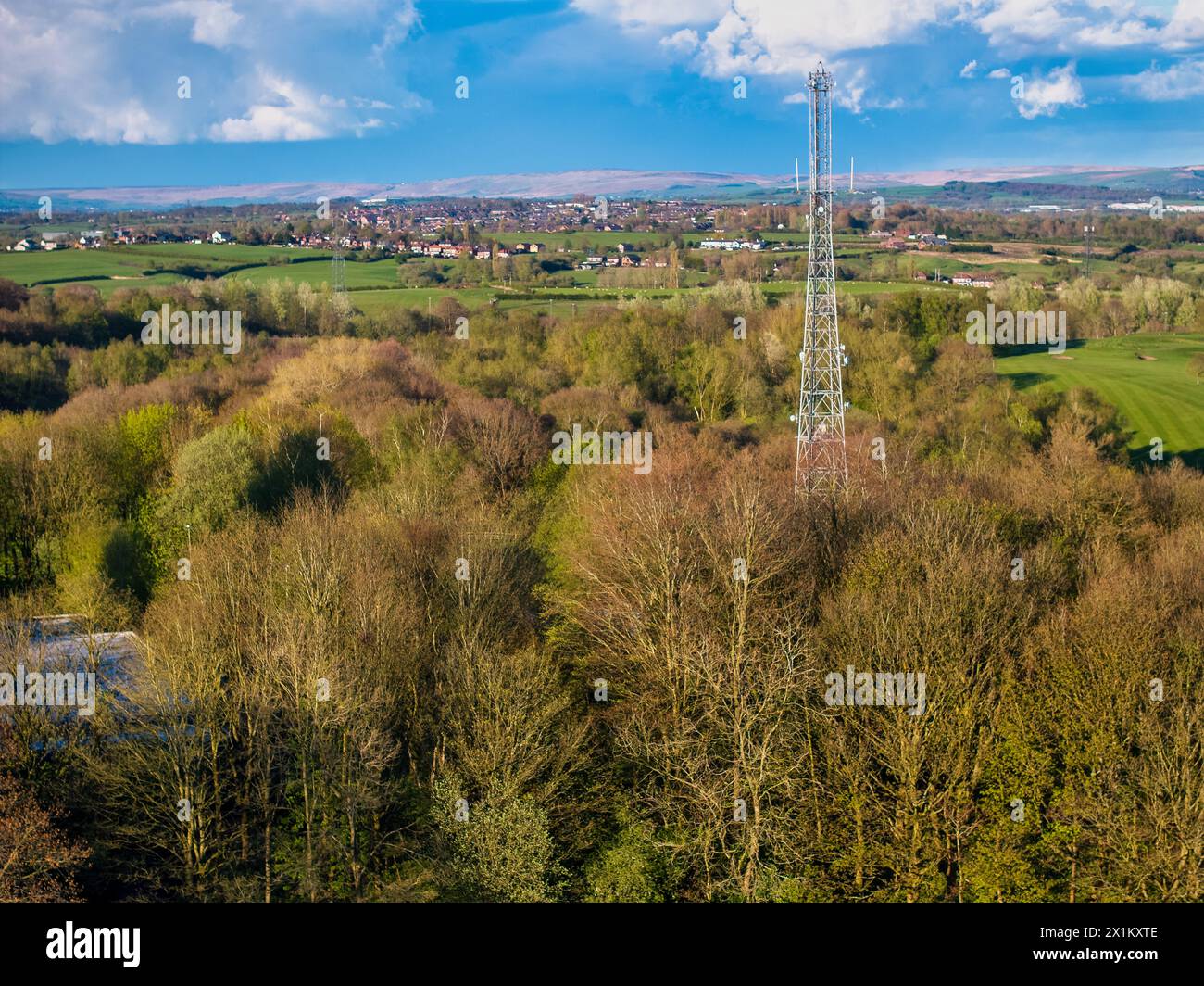 Aerial image of BT Communication tower in Heaton Park, Greater ...