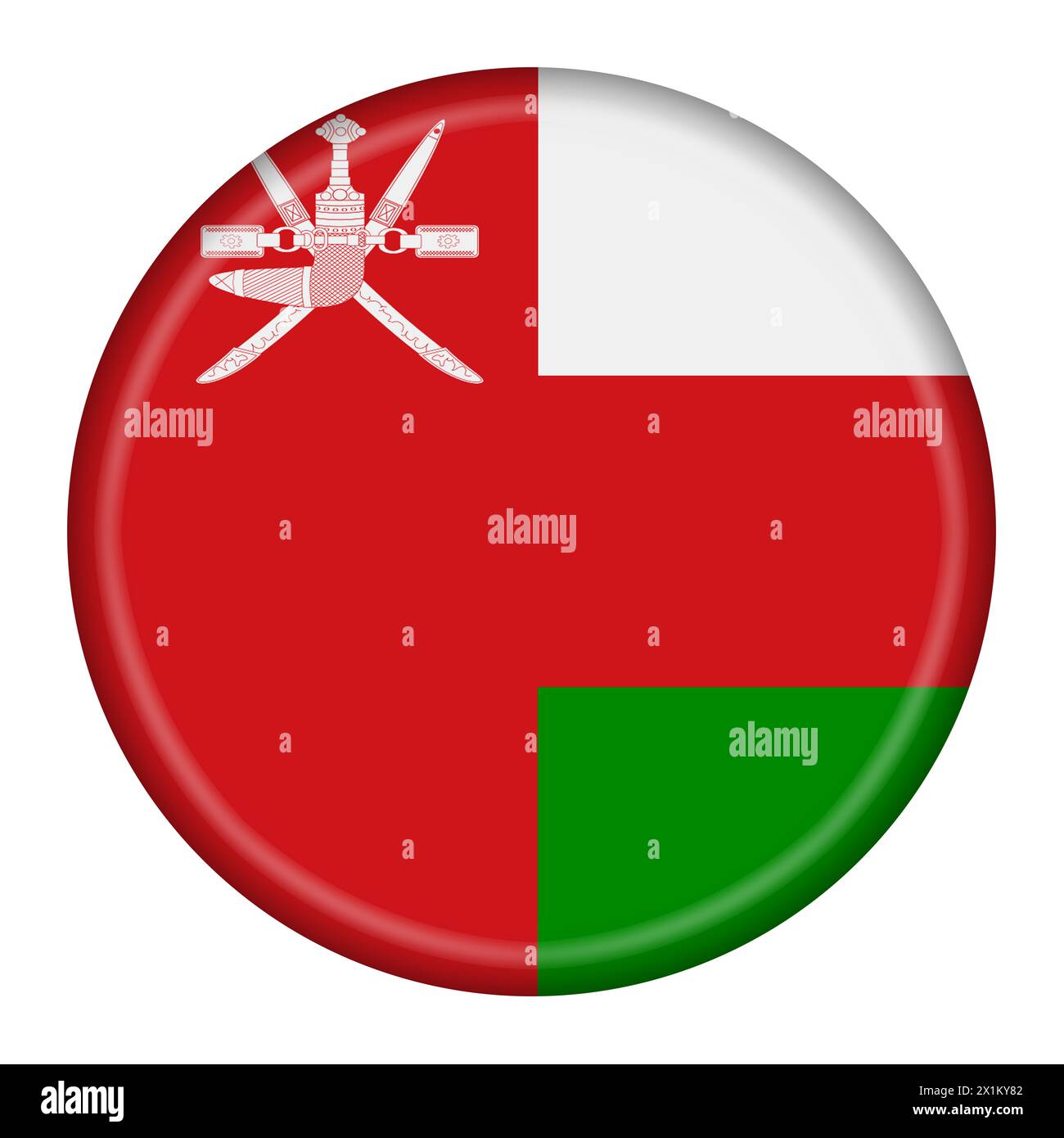 Oman flag button with clipping path Stock Photo - Alamy