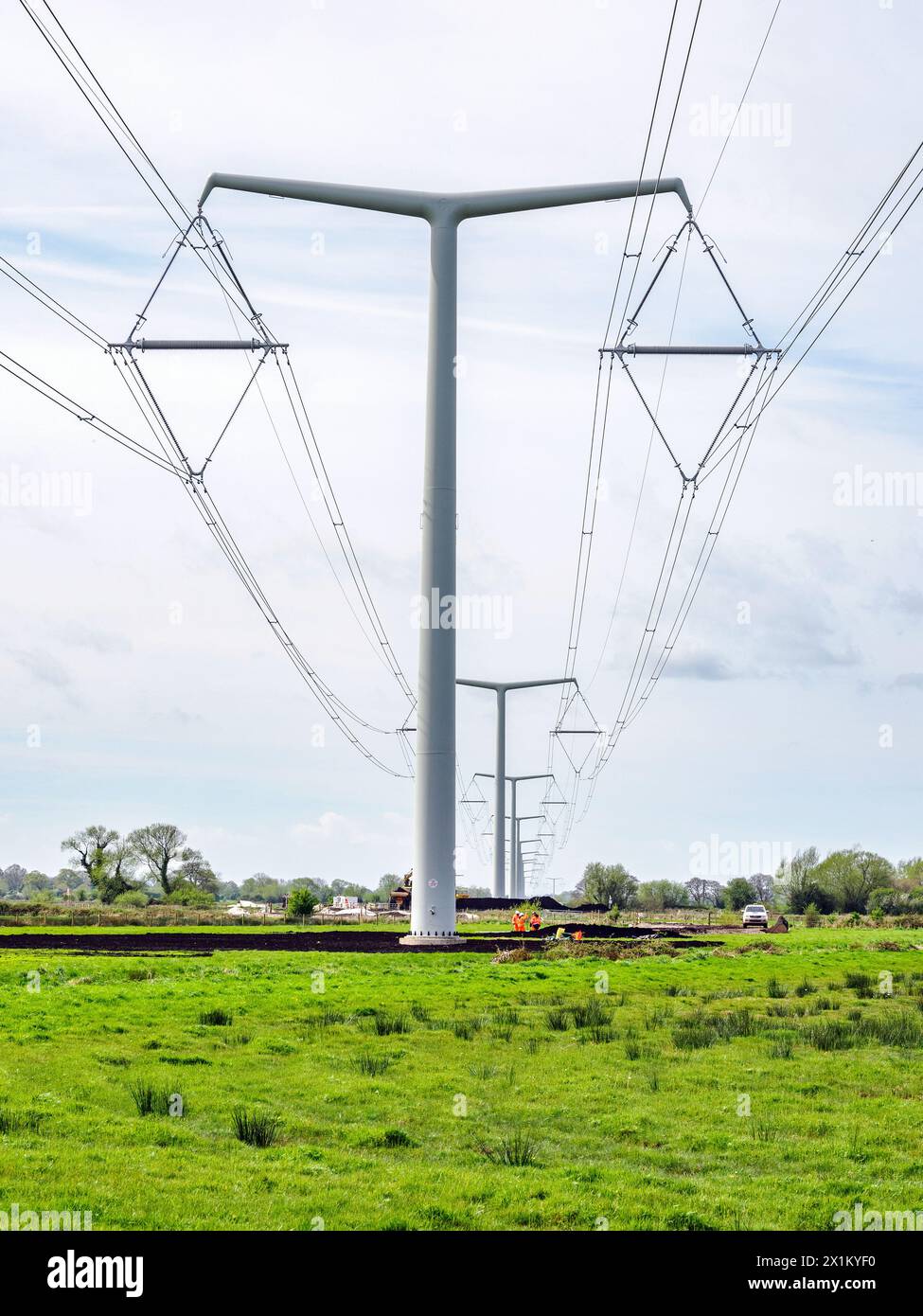 National Grid's newly installed T pylons marching across the Somerset ...