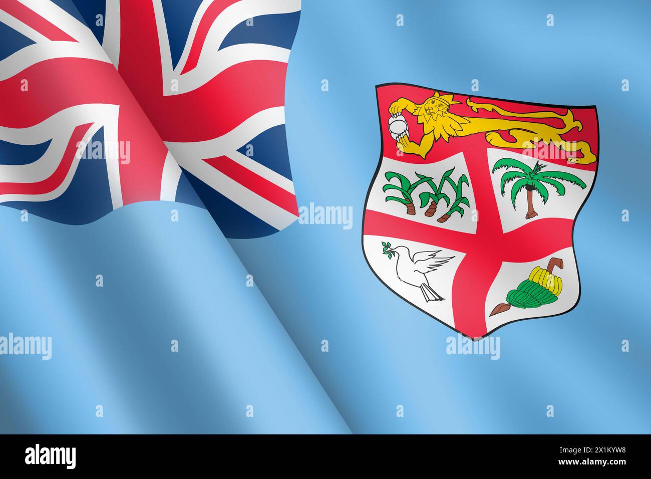 Fiji waving flag 3d illustration wind ripple Stock Photo - Alamy