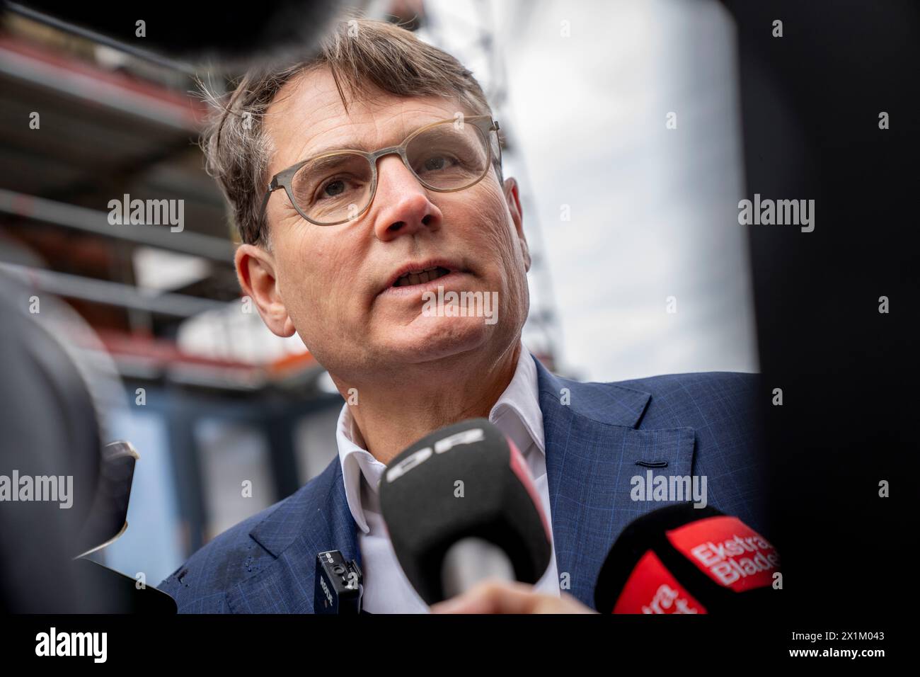 Director of Danish Business, Brian Mikkelsen, speaks to the press in ...