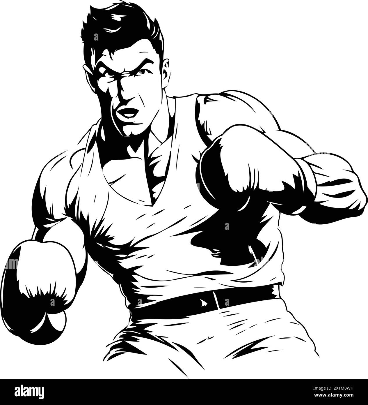 Boxing man. Vector illustration of a boxer with boxing gloves Stock ...