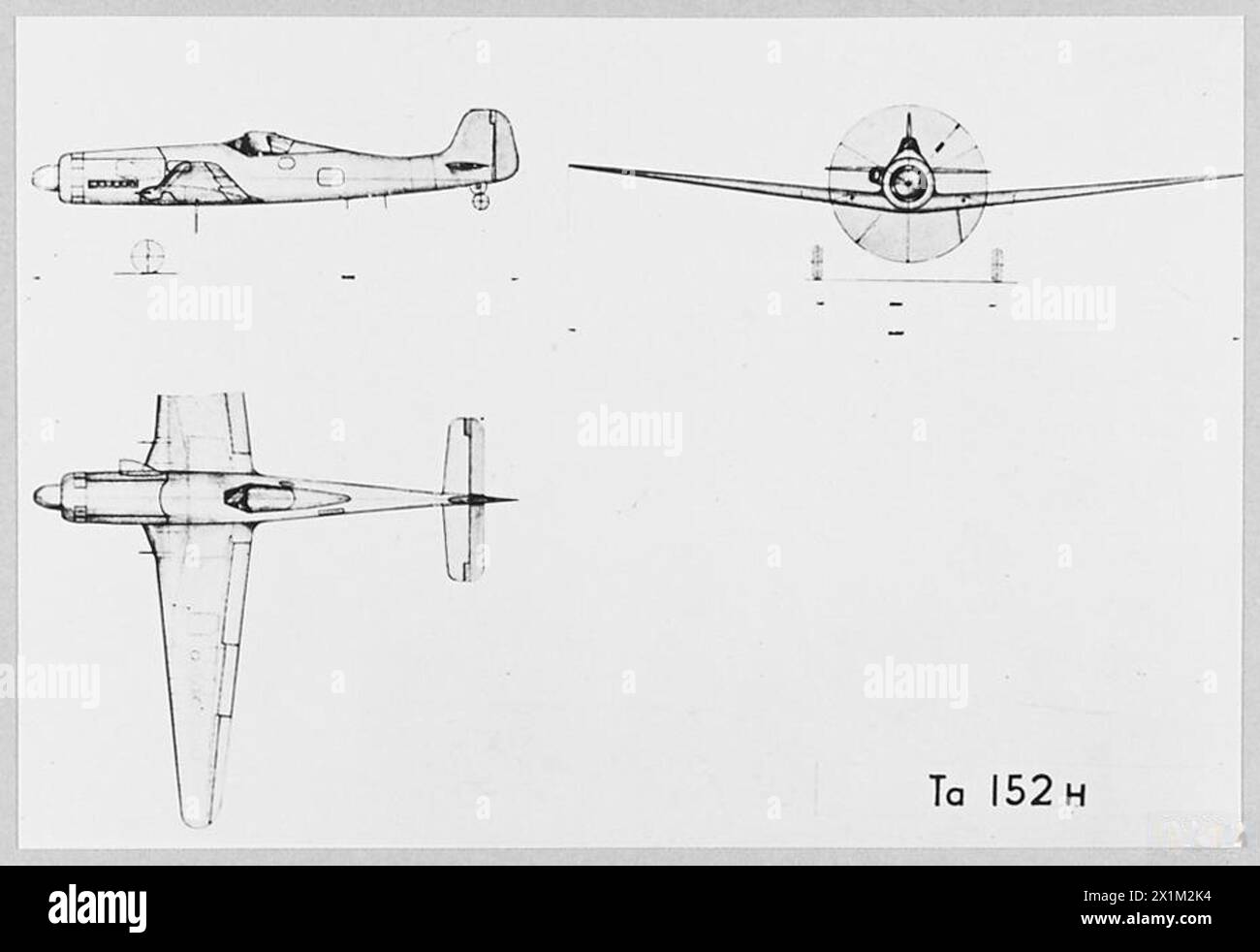 A technical drawing of the German Ta.152.H high-altitude reconnaissance ...