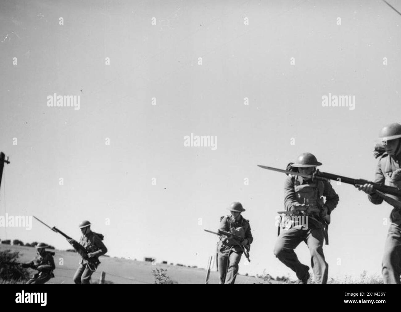 Members of the Jersey Militia practice bayonet attacks during training ...