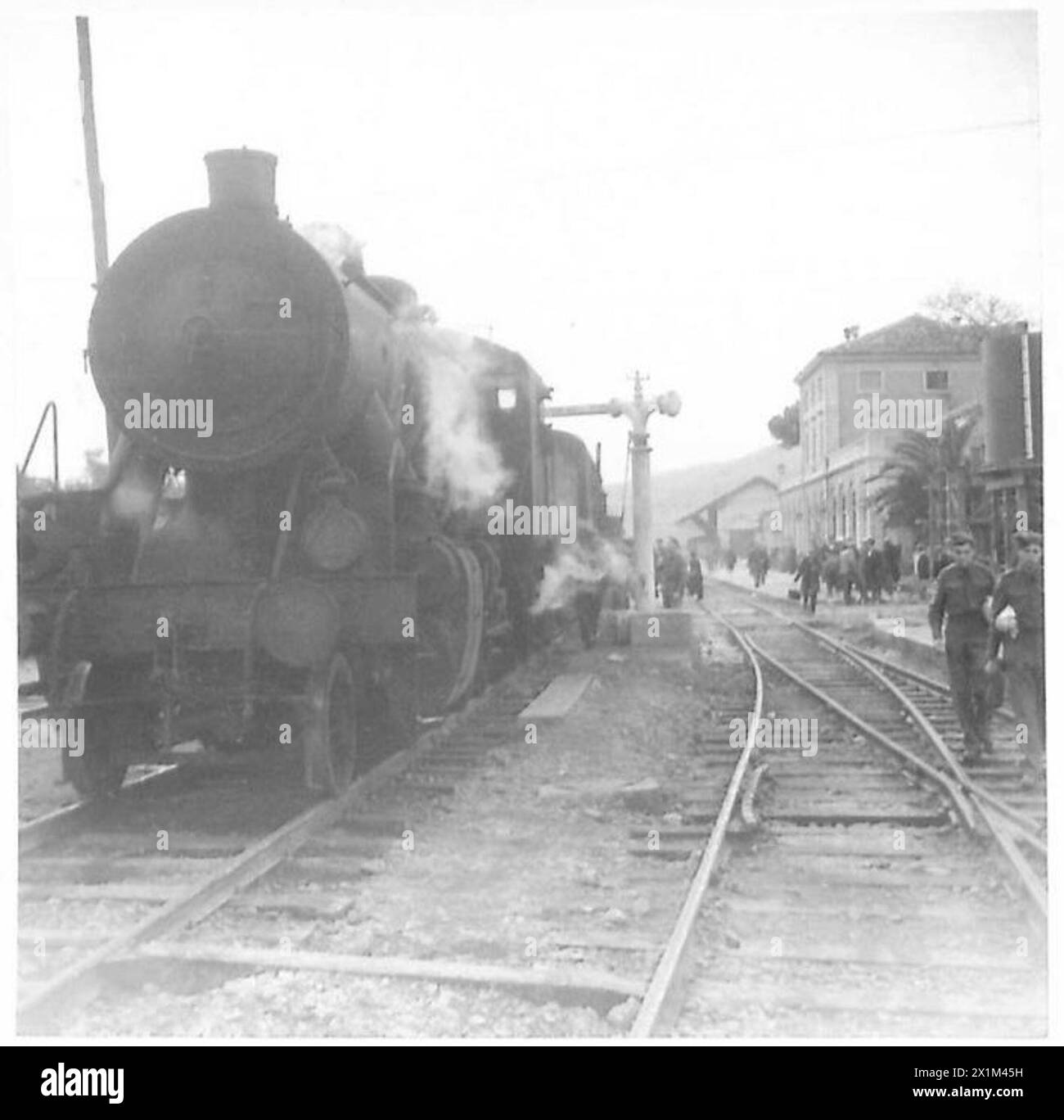 A British Army supply train arrives at Vasto Marino station during the ...