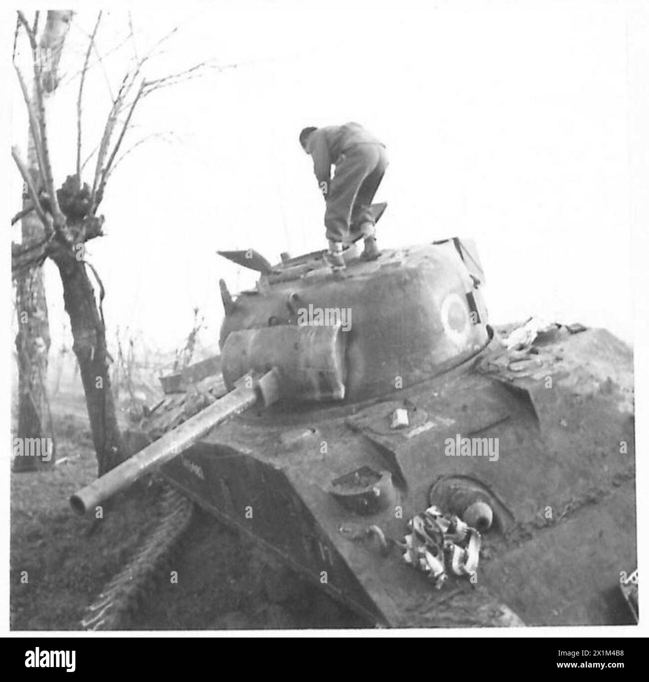 Crew members sherman tank Black and White Stock Photos & Images - Alamy