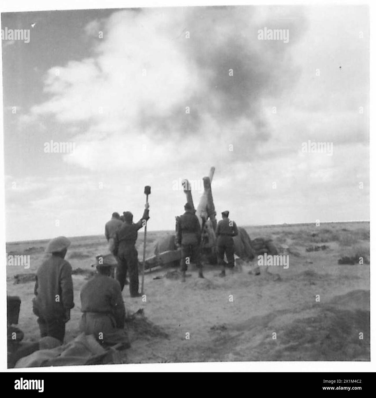 British Army artillery fires at enemy positions during the advance in ...