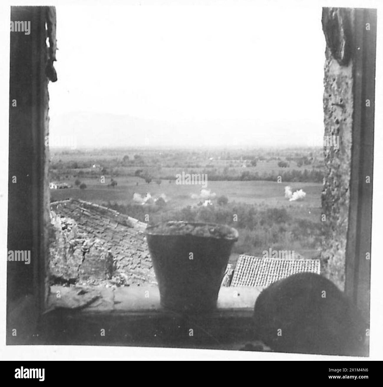 From a forward artillery observation post at Francolise, the Fifth Army ...