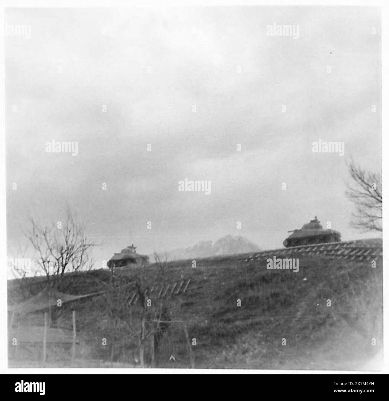 Tanks advance to Cassino under cover of artillery barrage during the ...