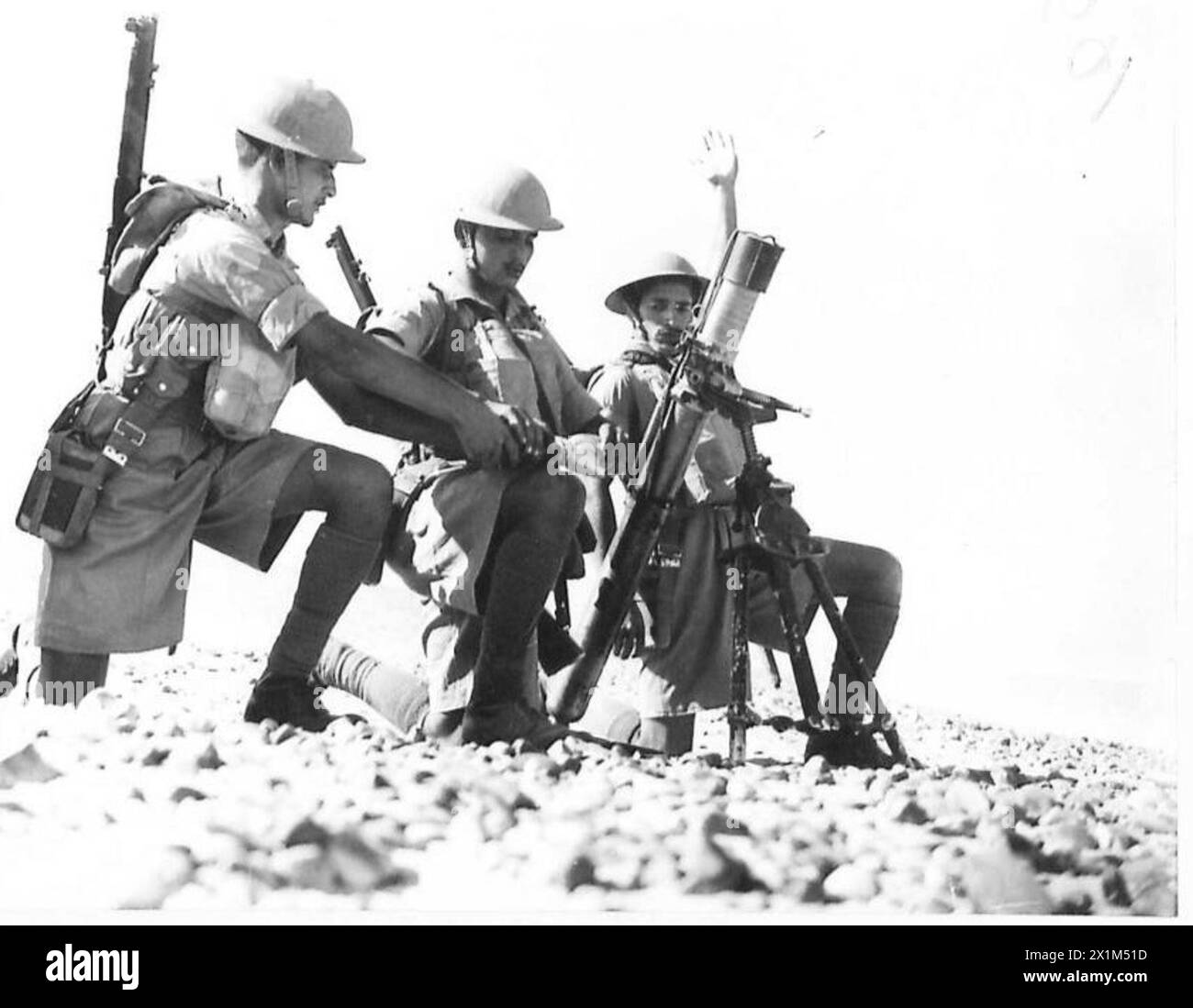 Indian soldiers in the British Army practice desert training with a ...