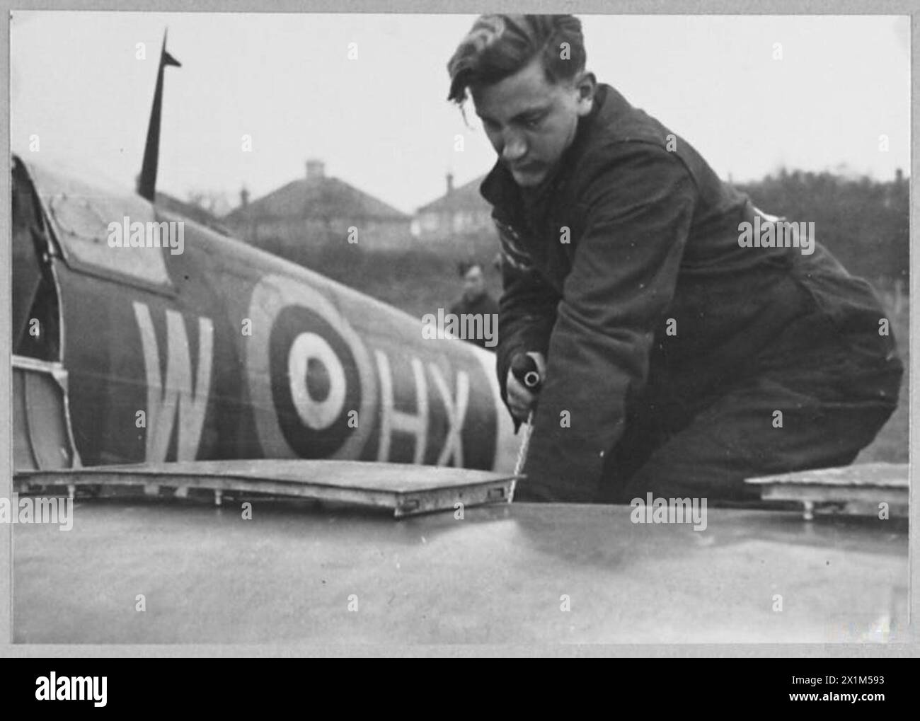RAF Spitfire operational training course completes; personnel practice ...