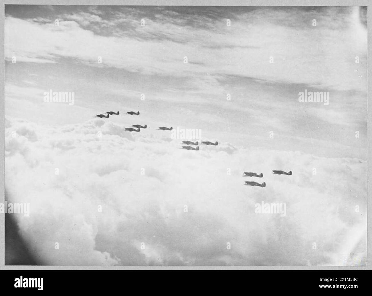 No. 85 Squadron Hurricanes in flight over Britain during the Battle of ...