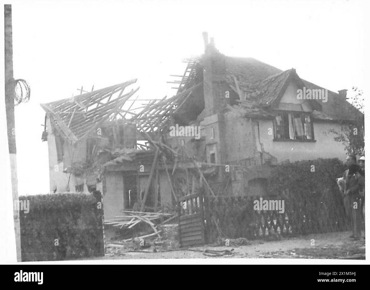 DIRECT HIT ON HOUSE BY ENEMY BOMB - Effect of a direct hit, British ...