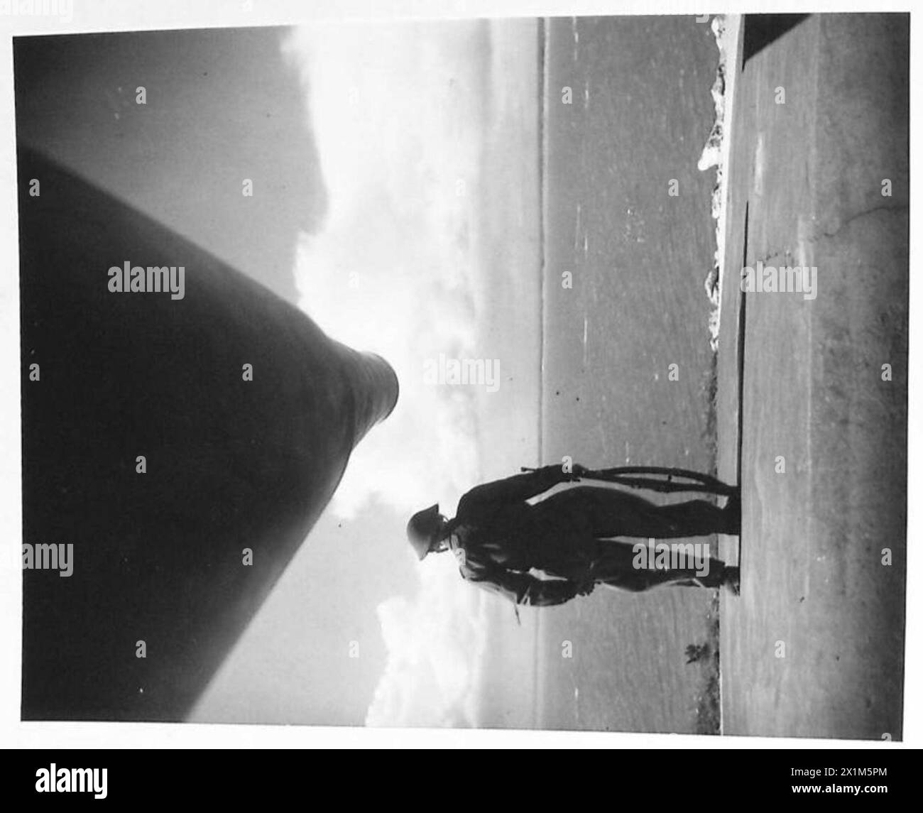 Military personnel stands guard Black and White Stock Photos & Images ...