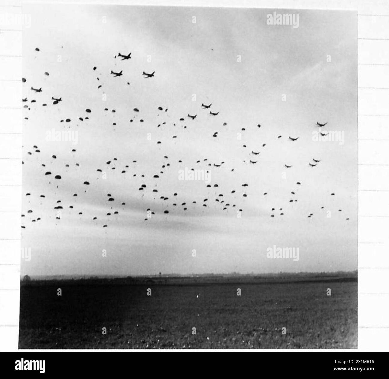 Large Scale Airborne Exercise Dakota Aircraft In Formation Over The