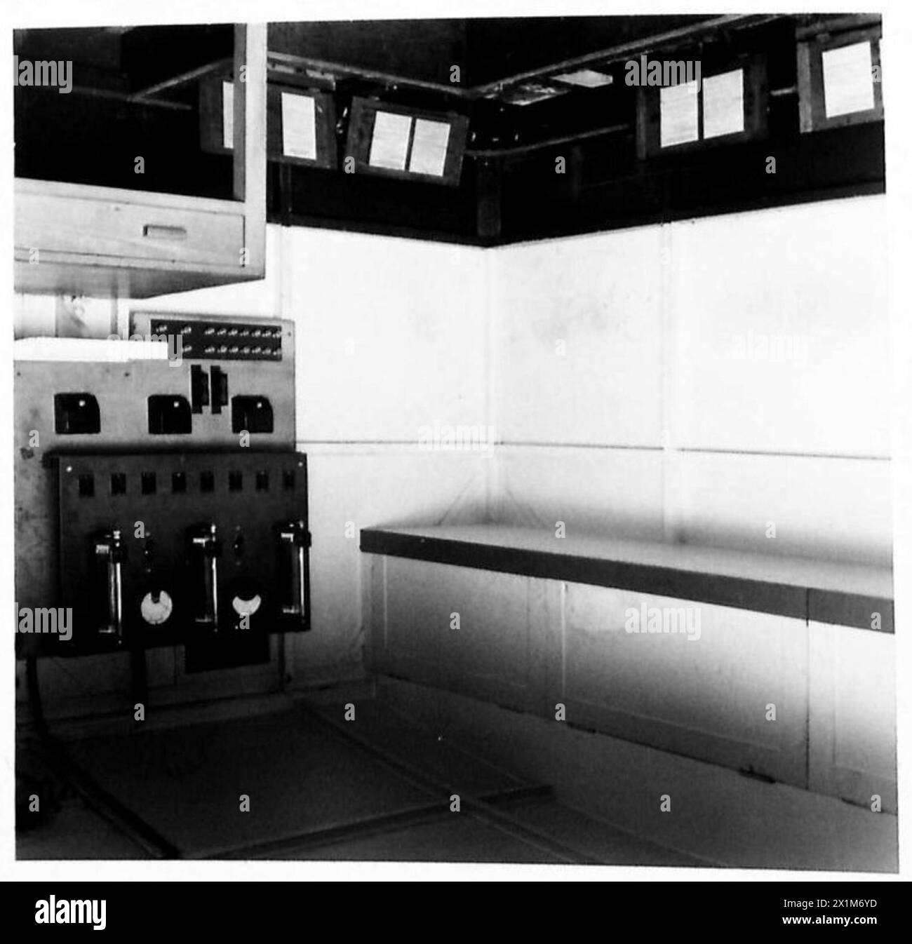 Interior view of a mobile telephone carrier used by British Army ...