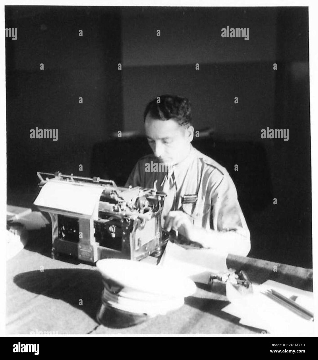 French typists prepare a draft of the British Peace Convention terms ...