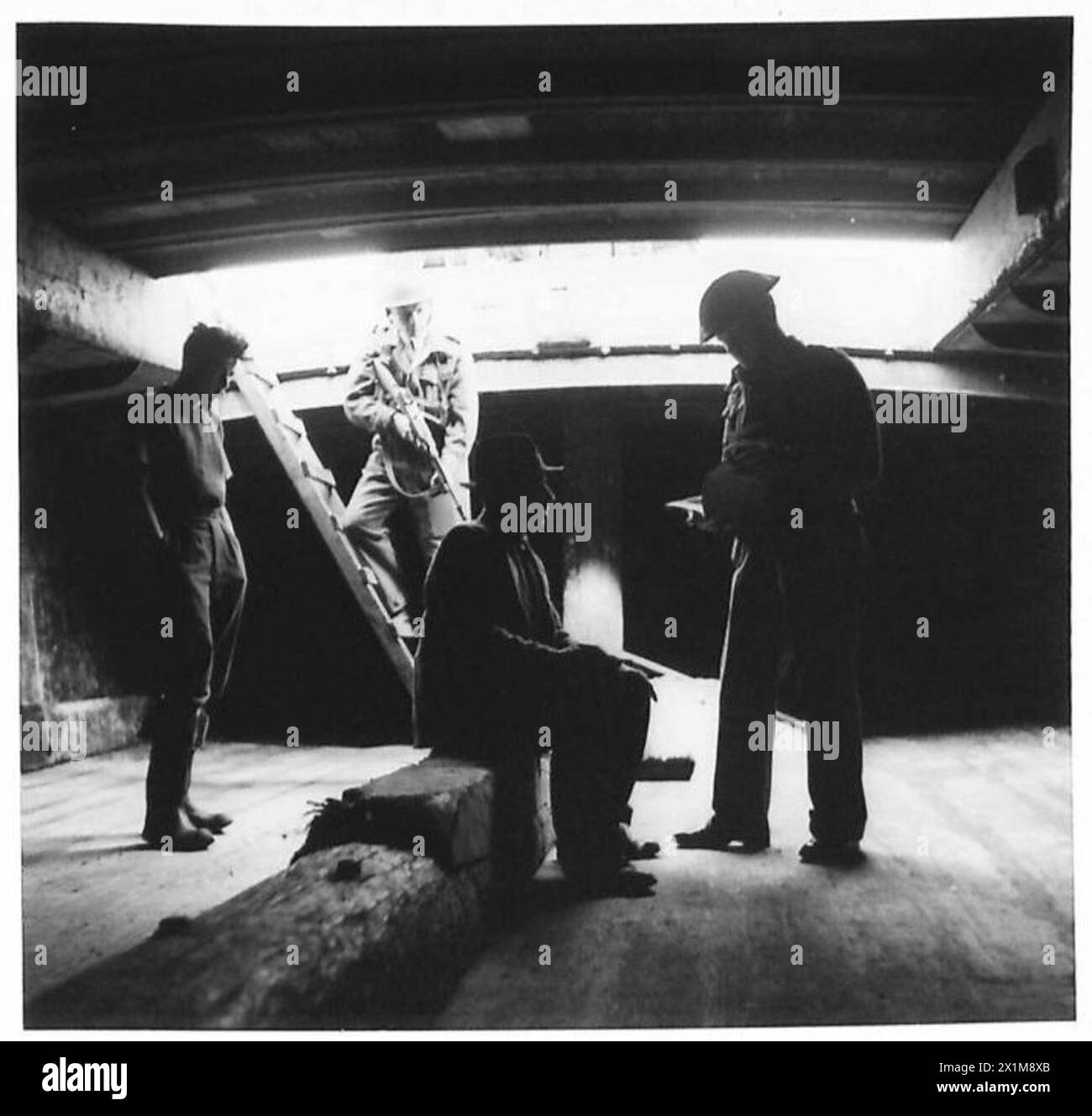 THE ARMY'S NAVY - Officer having boarded the barge, check over down in ...