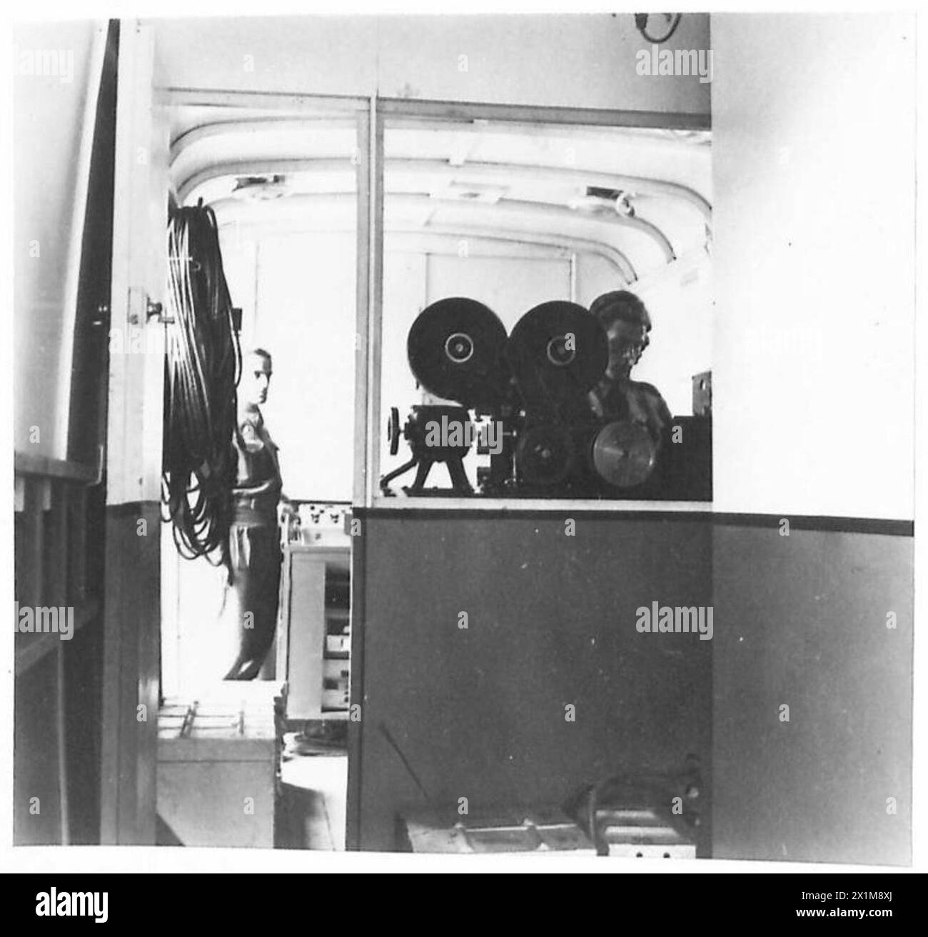ARMY FILM UNIT SOUND TRUCK - Interior view of truck showing on centre ...