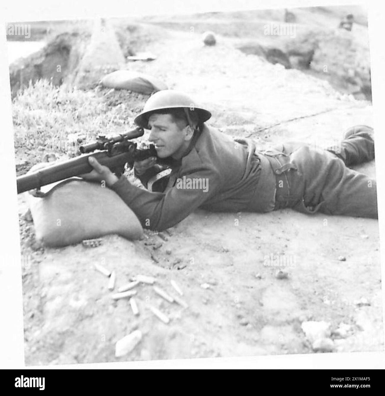 Riflesman Savage takes aim during a sniping competition held by British ...