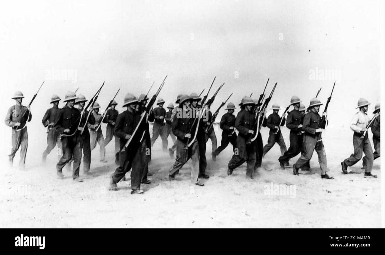British Army infantry conduct a mass attack with fixed bayonets as part ...