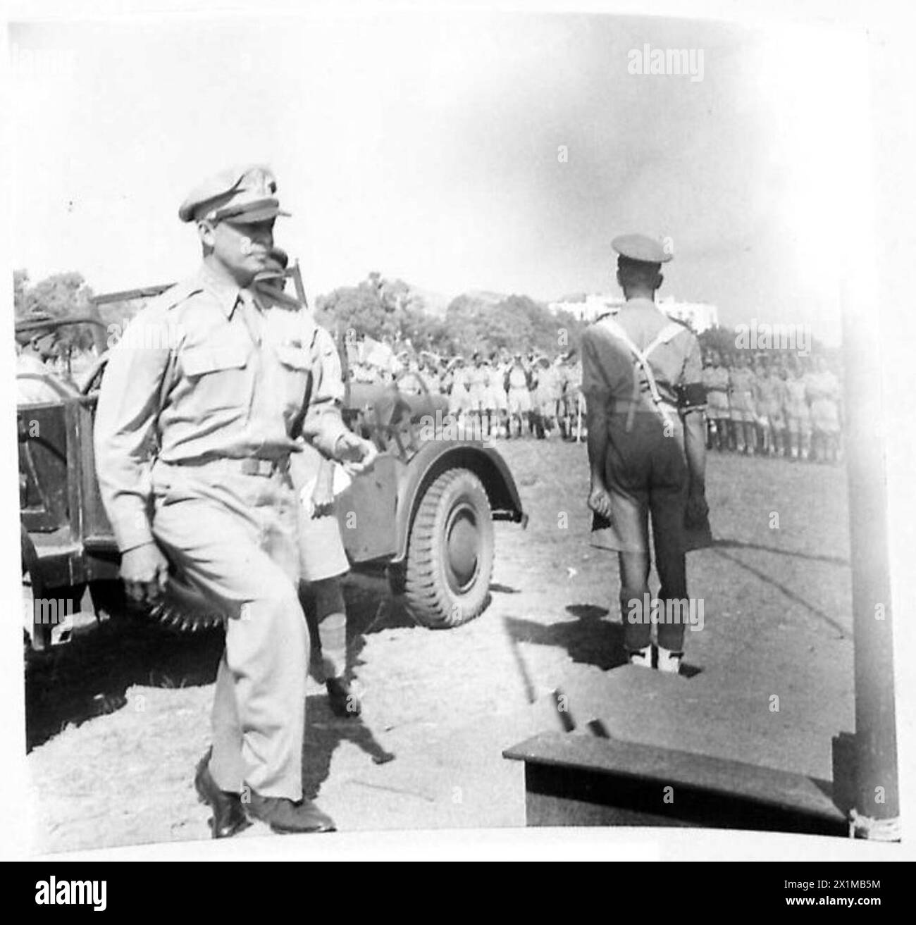 General Dwight Eisenhower arrives at the saluting base to inspect ...