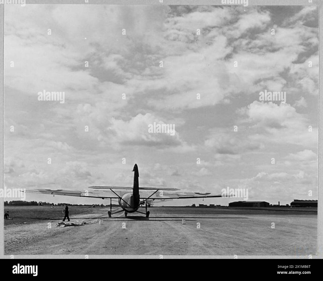 A Horsa glider is positioned on the runway at a Royal Air Force ...