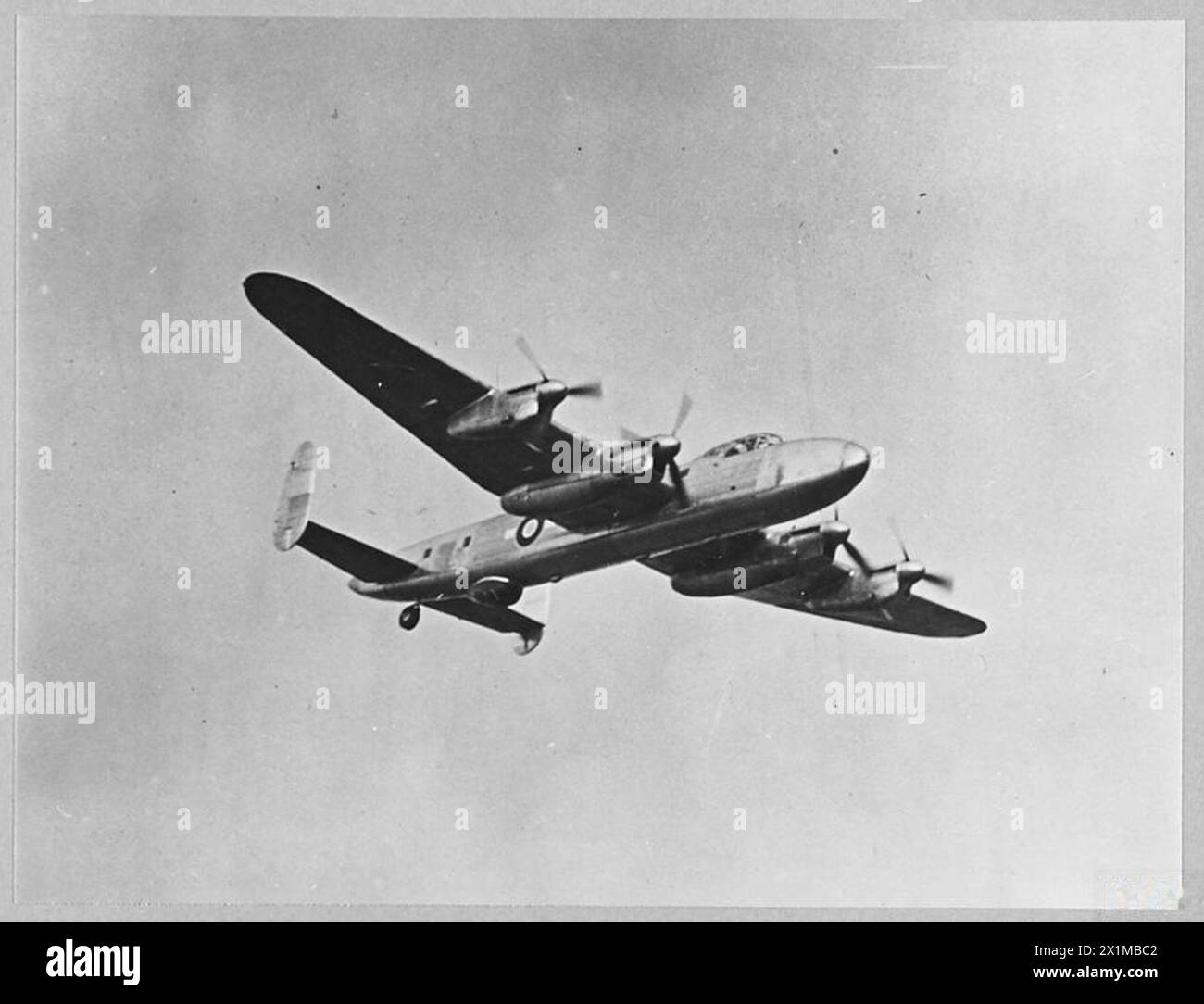 Lancaster ''ARIES'' shown in flight prior to experimental operations ...