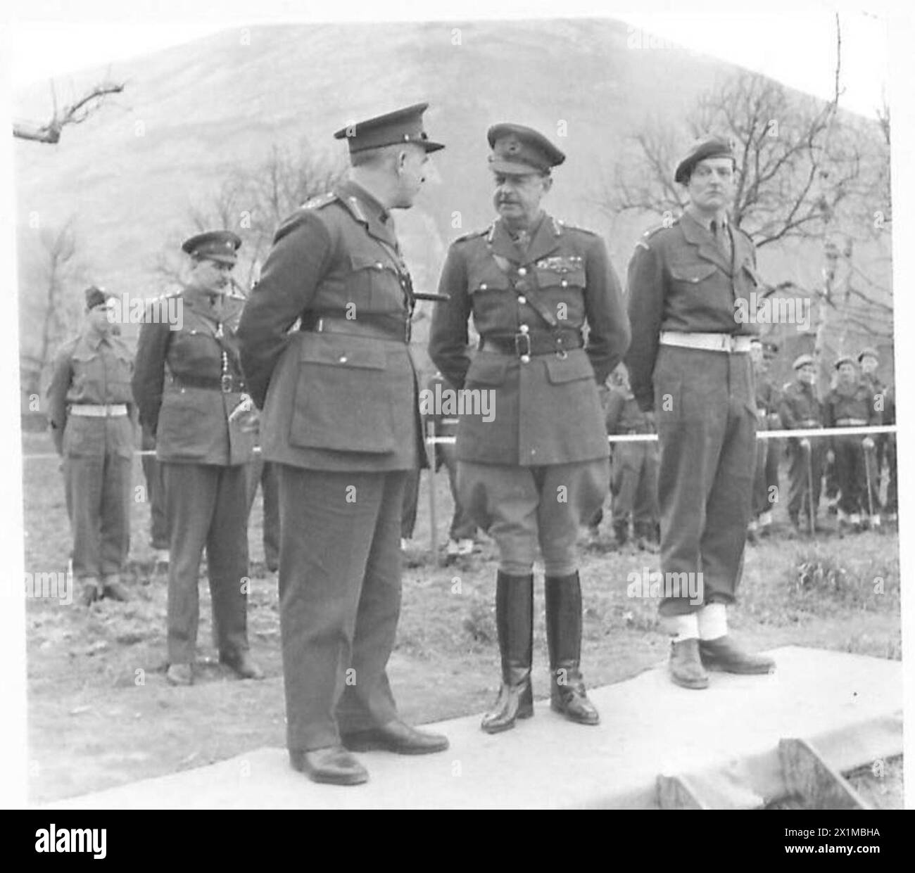 General Alexander and Viscount Gort talk while awaiting the battalion ...