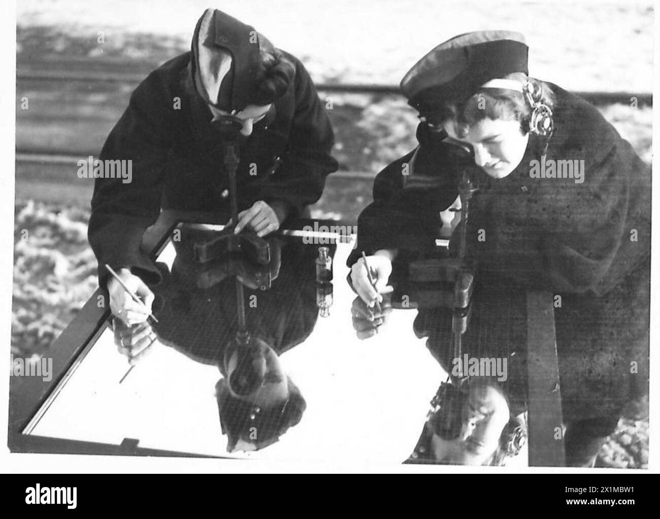 A.T.S. personnel at a Gunners Establishment practice mirror position ...