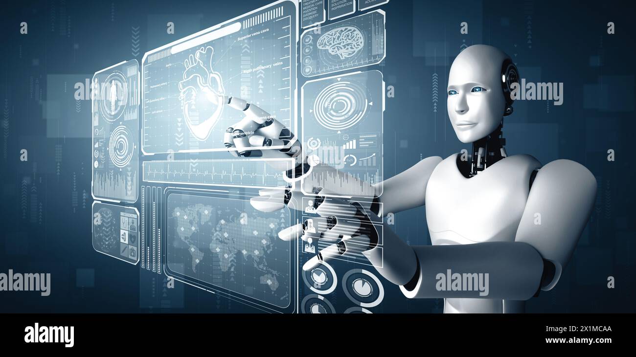 XAI 3d illustration Future medical technology controlled by AI robot ...