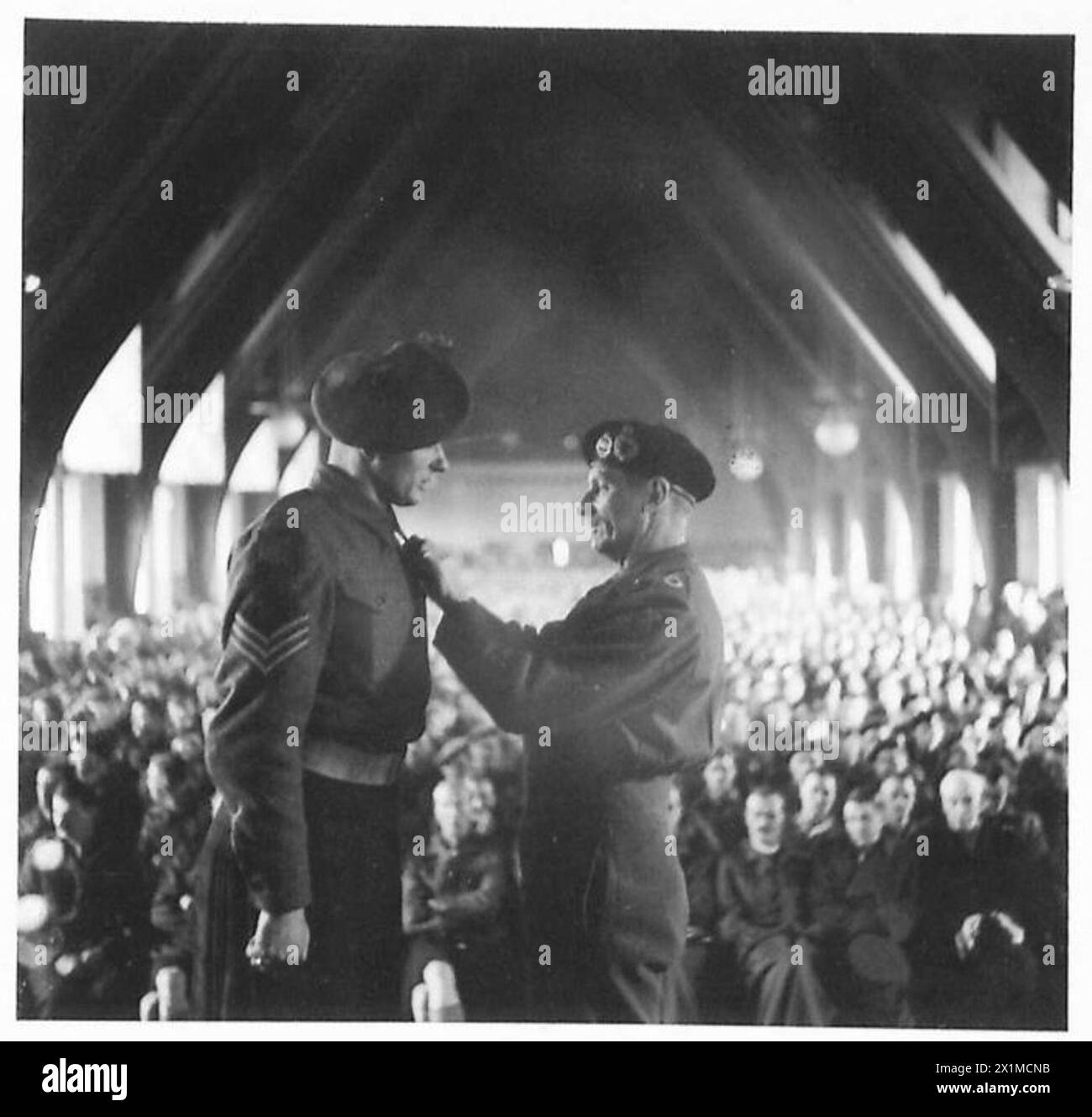 51 HIGHLAND DIVISION INVESTITURE - Sgt. J.H. Rae, 7 BW, receives MM ...