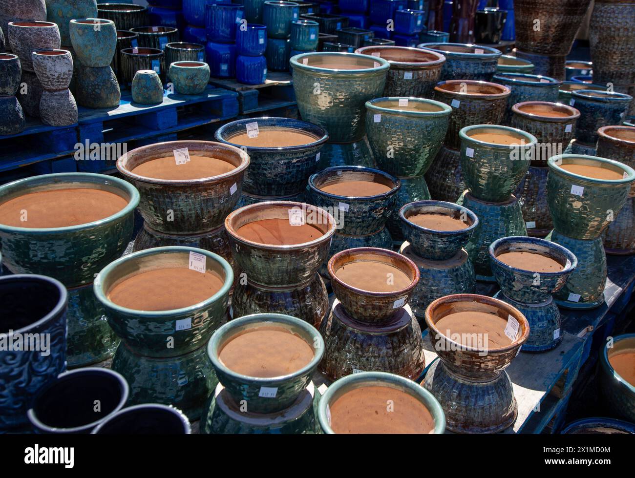 Large empty planters in a nursery Stock Photo - Alamy