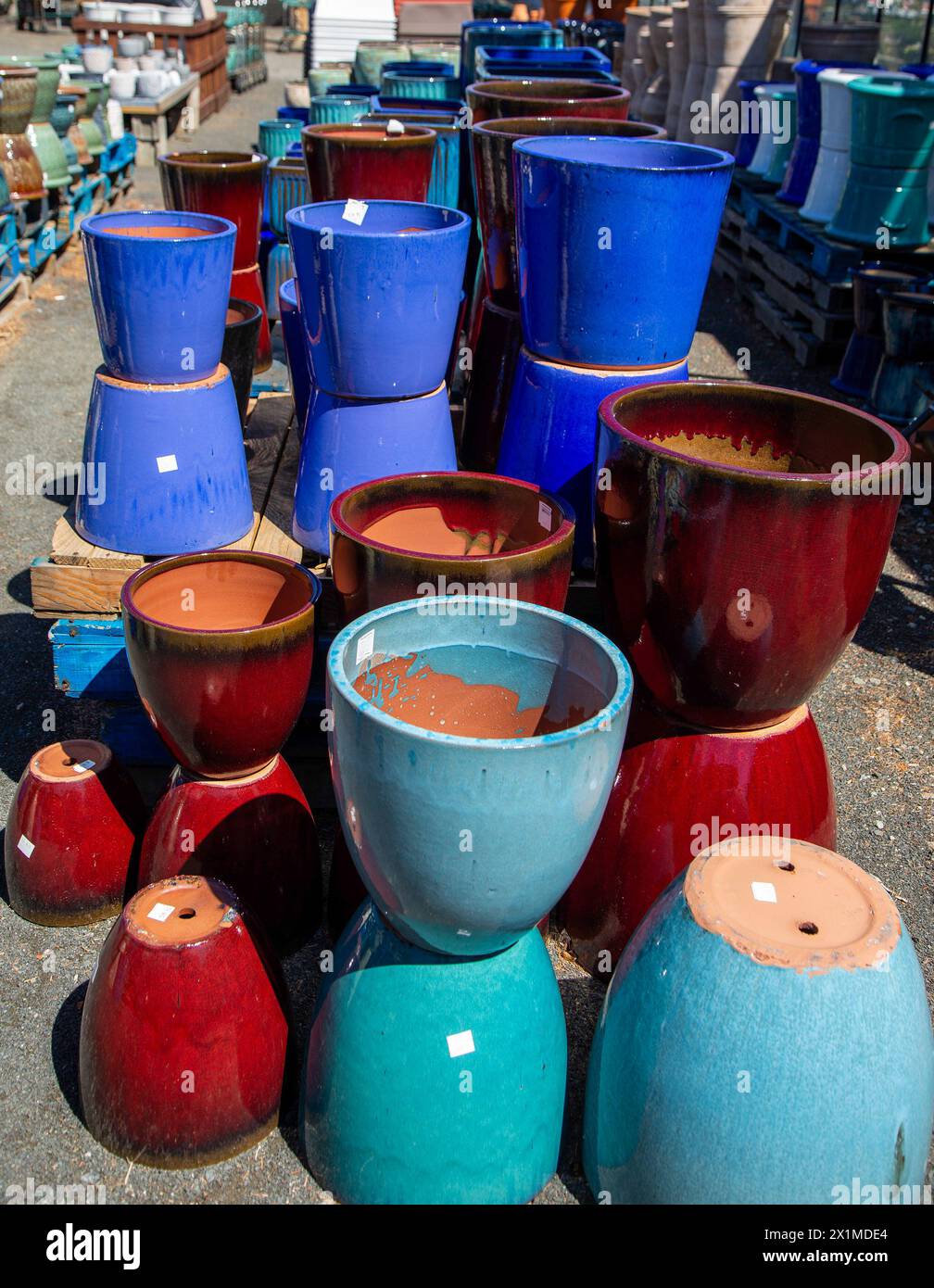 Large empty planters in a nursery Stock Photo - Alamy