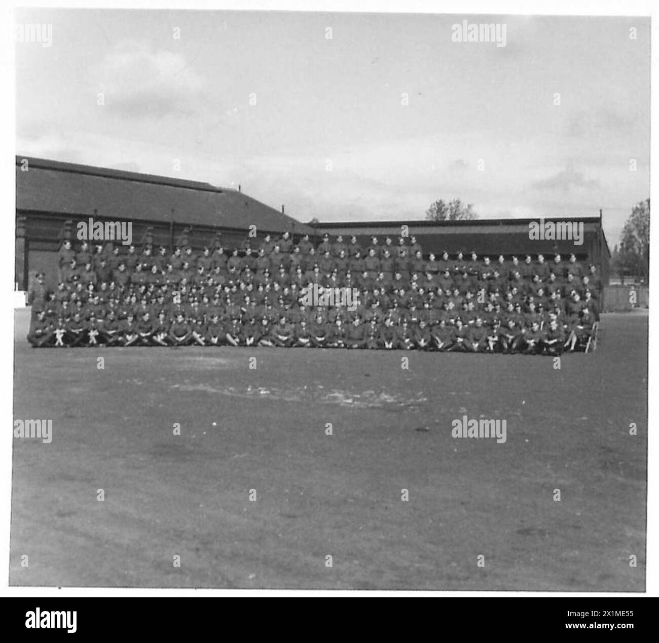Group photograph of Royal Army Service Corps personnel, showing a range ...