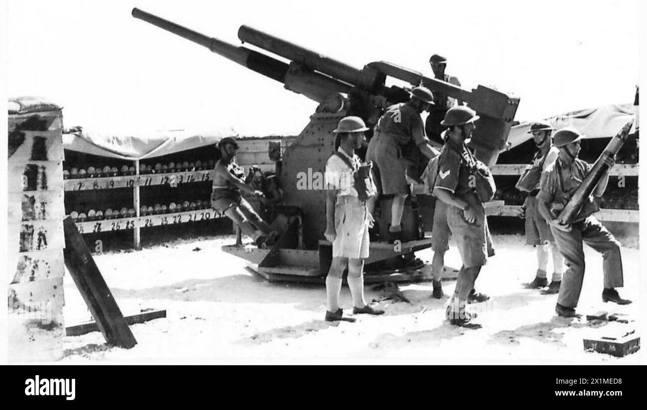 PALESTINE'S AIR DEFENCES - One of the gun crews in action , British ...