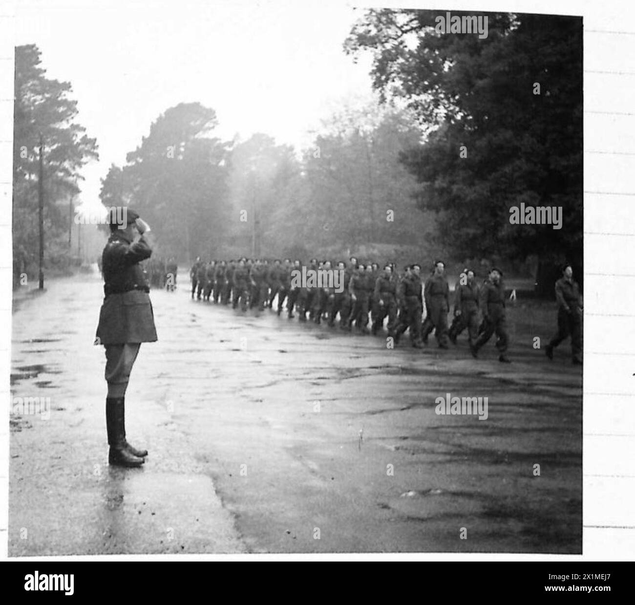 Major General R.N. Gale inspects French Airborne troops as they march ...