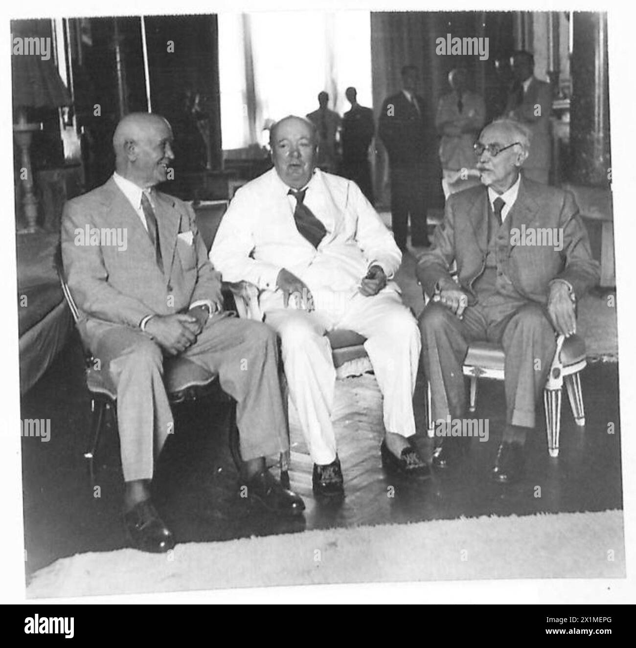 Prime Minister Winston Churchill meets Italian leaders Marshal Badoglio ...