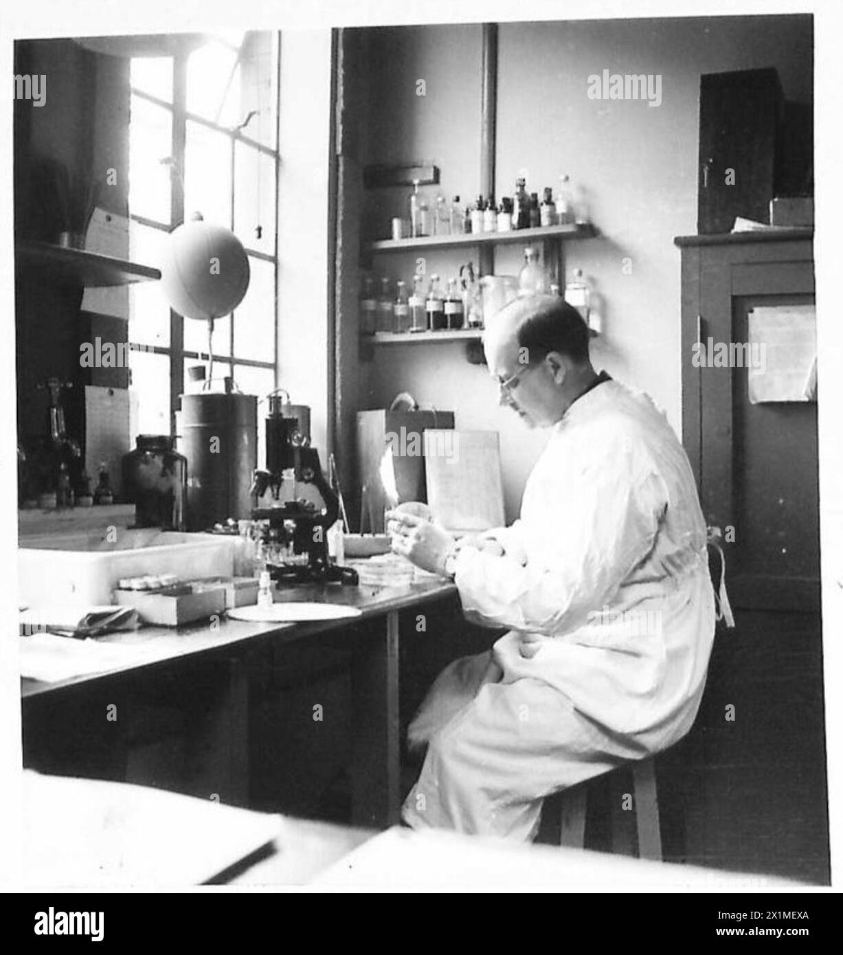 Army laboratory personnel classify germs from a typhoid fever epidemic ...