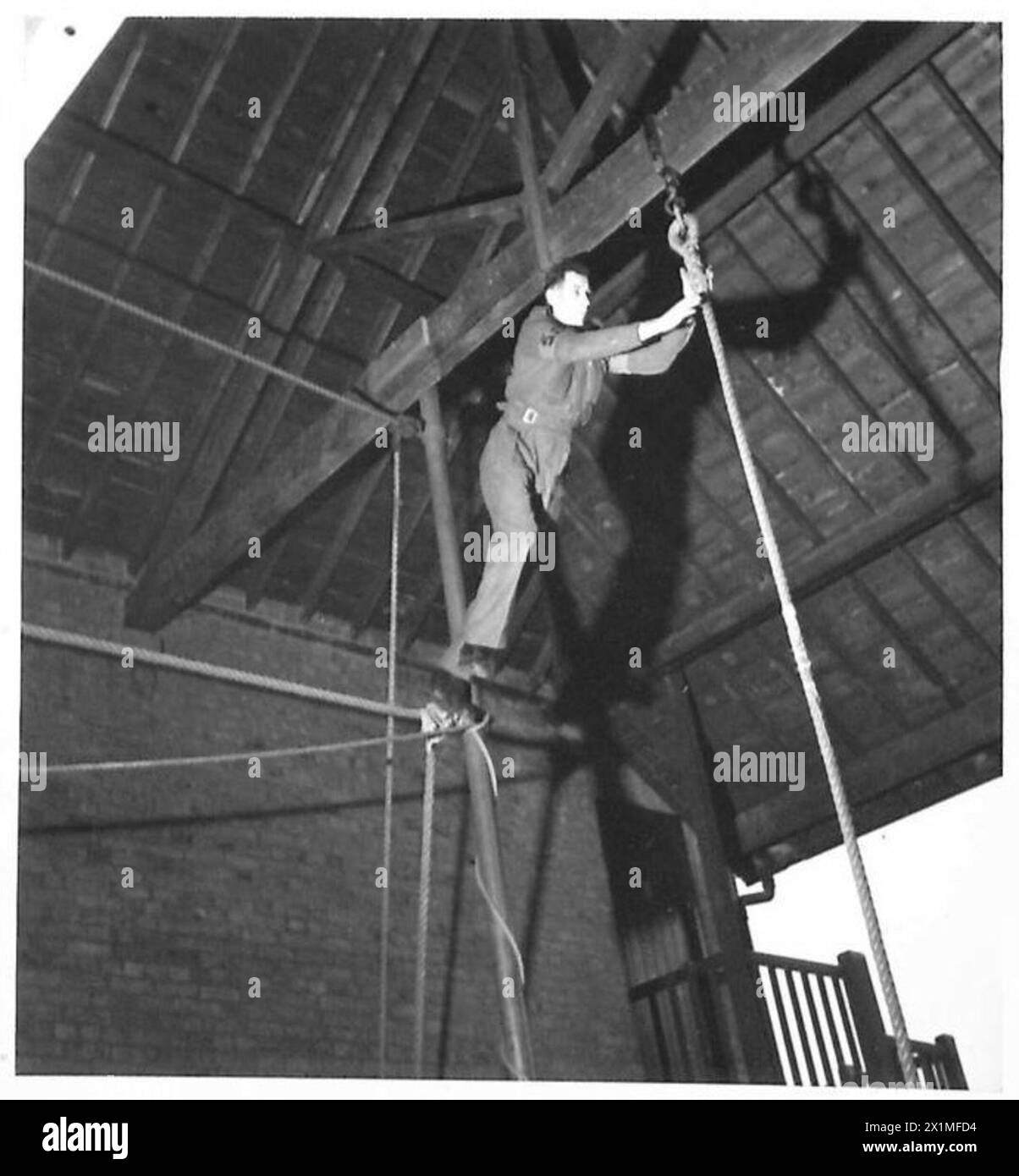 NO.11 W.O.S.B. GOLDERS GREEN - Tight rope test , British Army Stock ...