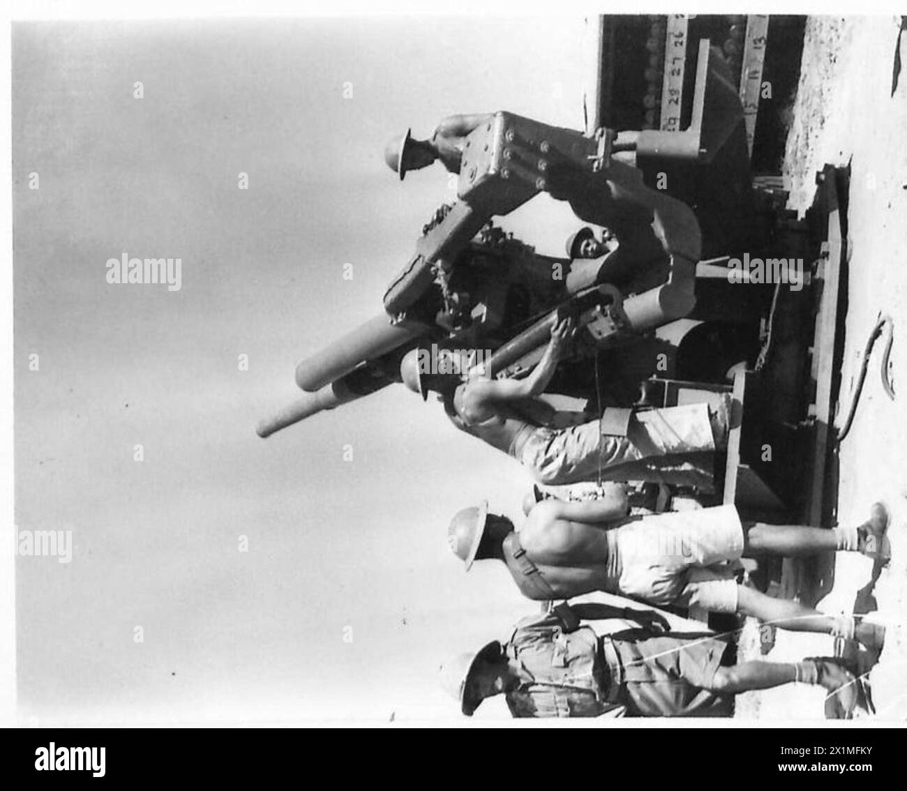 PALESTINE'S AIR DEFENCES - One of the gun crews in action , British ...