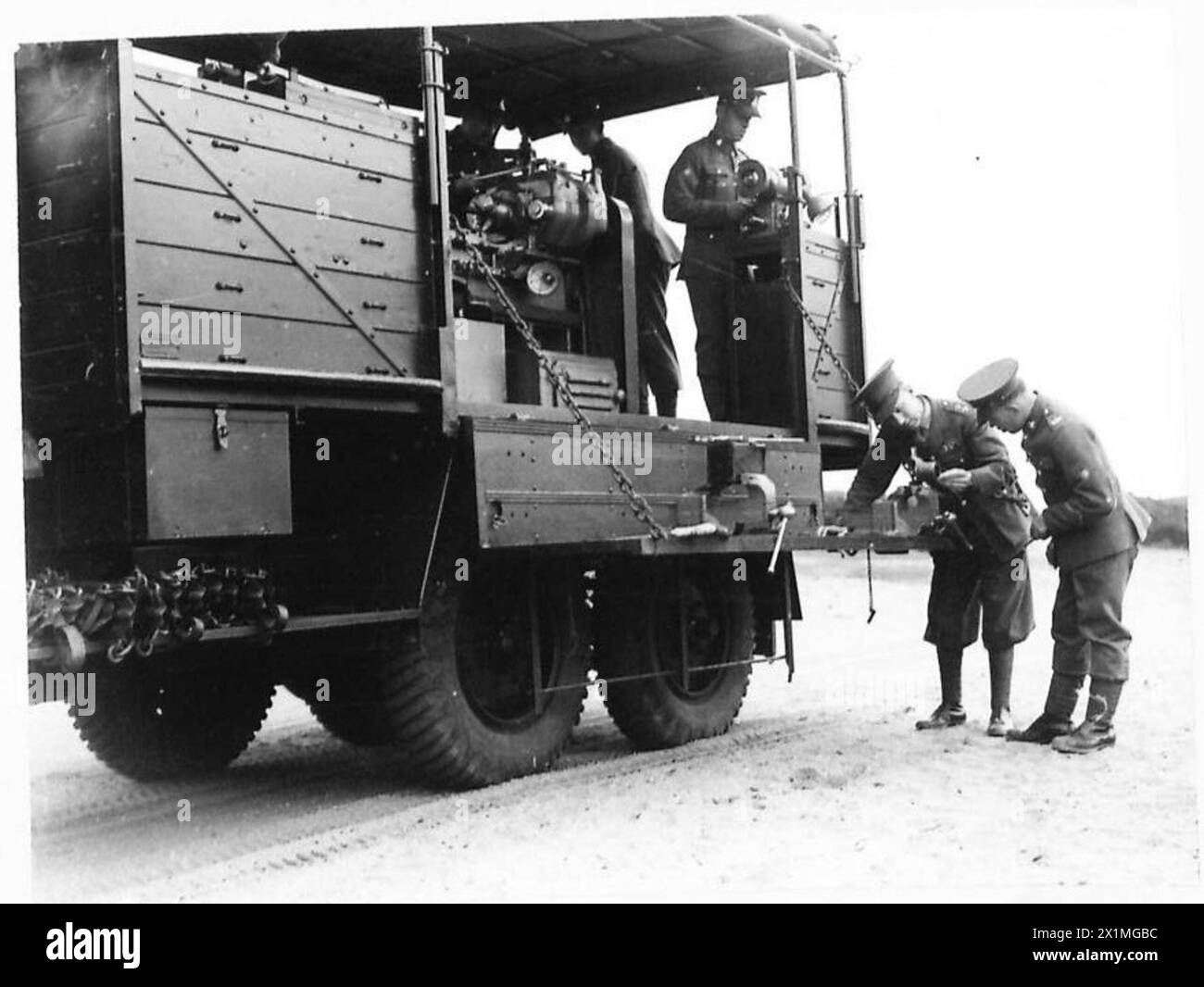 The Royal Artillery Officer Commanding at Aldershot supervises a mobile ...