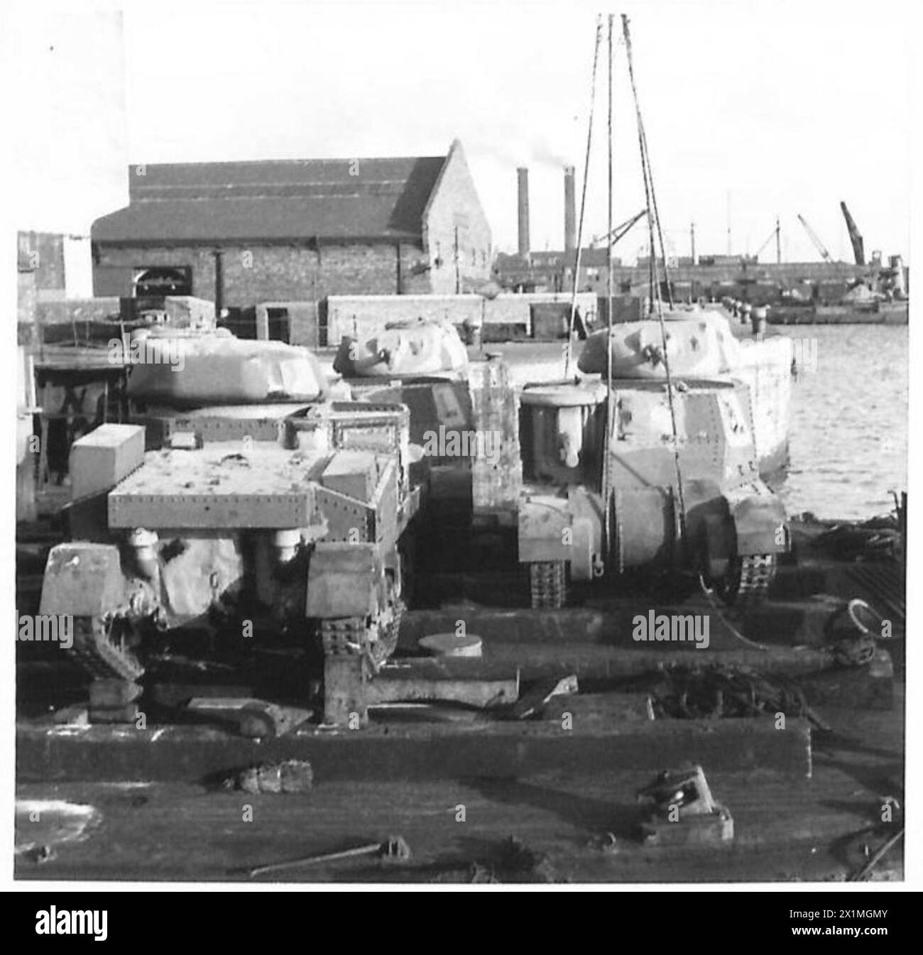 "GENERAL GRANT" TANKS ARRIVE - A General Grant tanks being lowered on ...