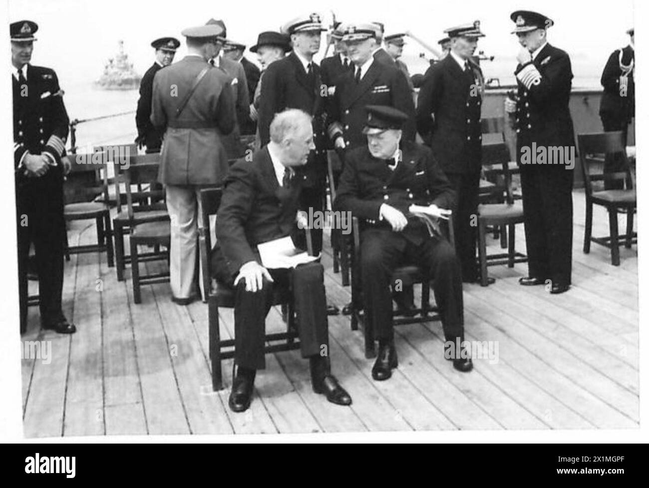 President Roosevelt meets Prime Minister Winston Churchill on the ...